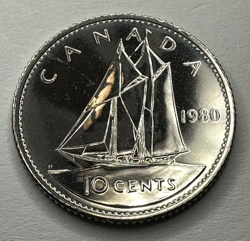 1980 Canadian Dime Proof-Like 10Cent Coin from Mint Set. Uncirculated ...