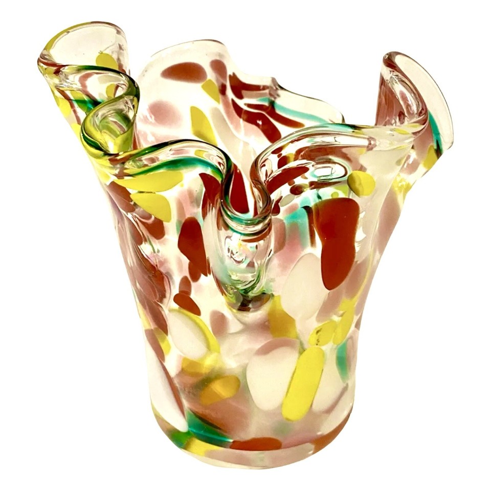 Vintage Zorza Art Glass Hand Blown Poland Handkerchief Ruffle Vase 6 ...