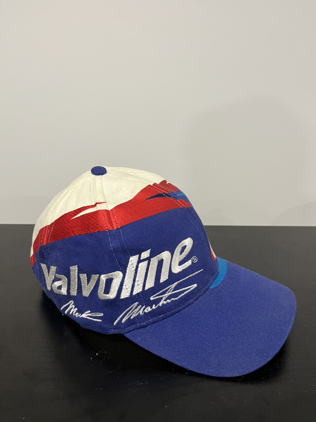 Vintage Mark Martin NASCAR #6 Valvoline Hat Red White & Blue Rare ...