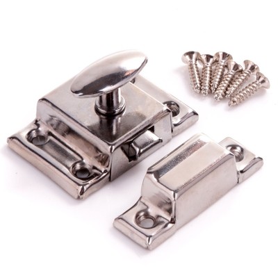 CHROME CUPBOARD SPRUNG TURN CATCH Cabinet/Desk Door Twist Latch Lock ...