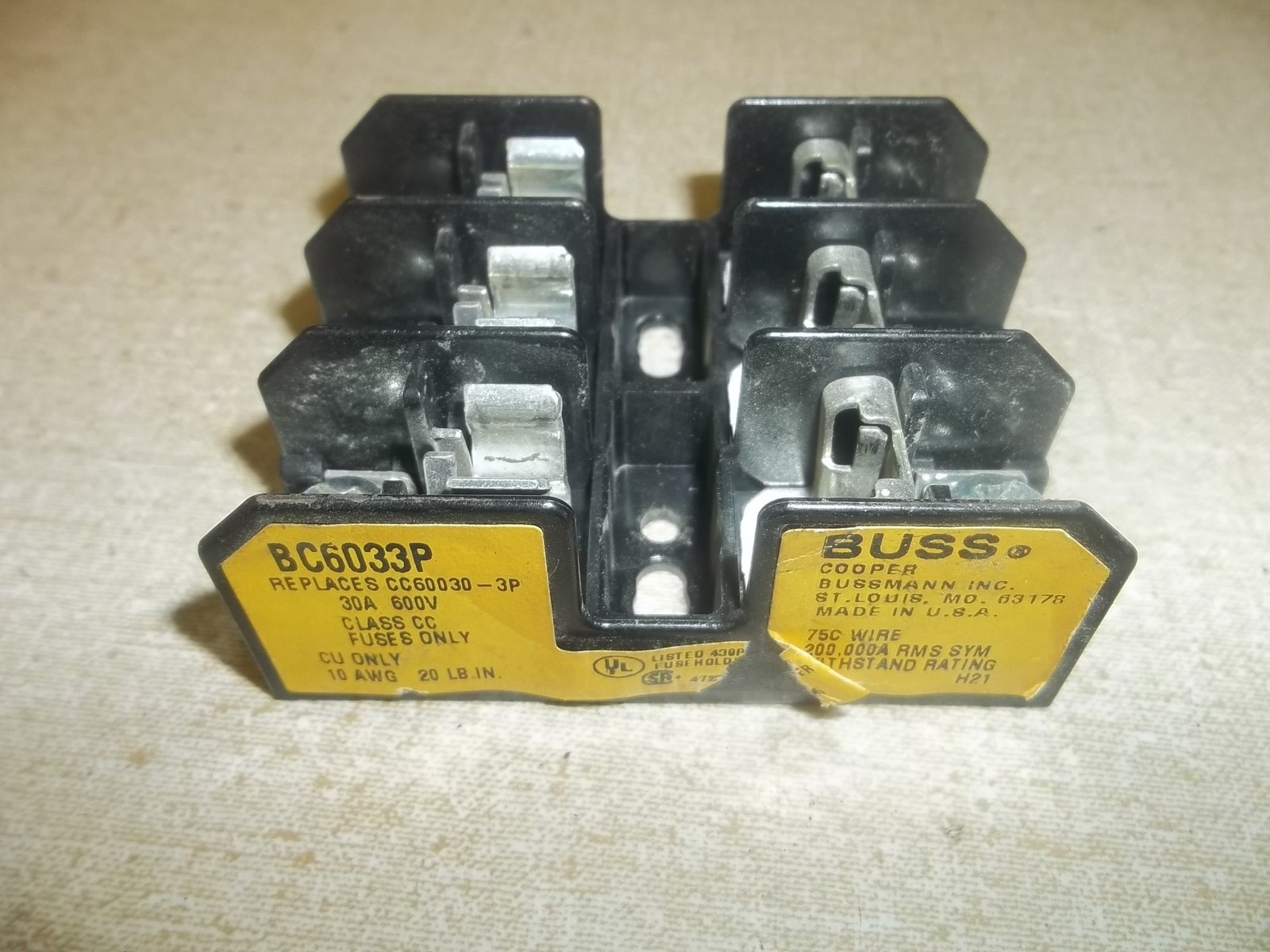 Bussman Fuse Holder BC6033P Replaces CC60030-3P *FREE SHIPPING* | eBay