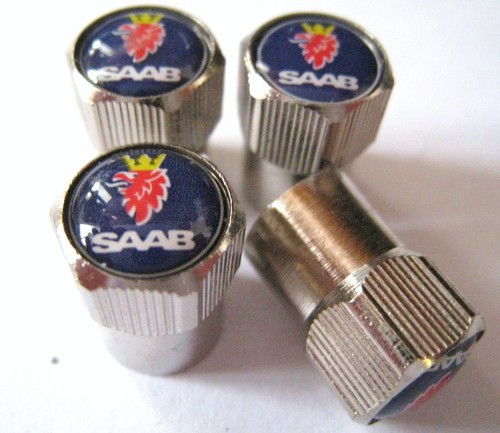 SAAB VALVE CAPS 9-3 9-5 9-7X 900 9000 TURBO AERO TIRES WHEELS RIMS NEW ...