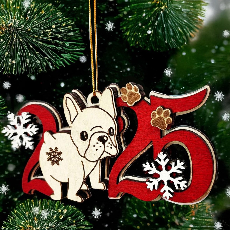 French Bulldog 2025 Christmas Ornament – Wooden Frenchie Dog Tree ...