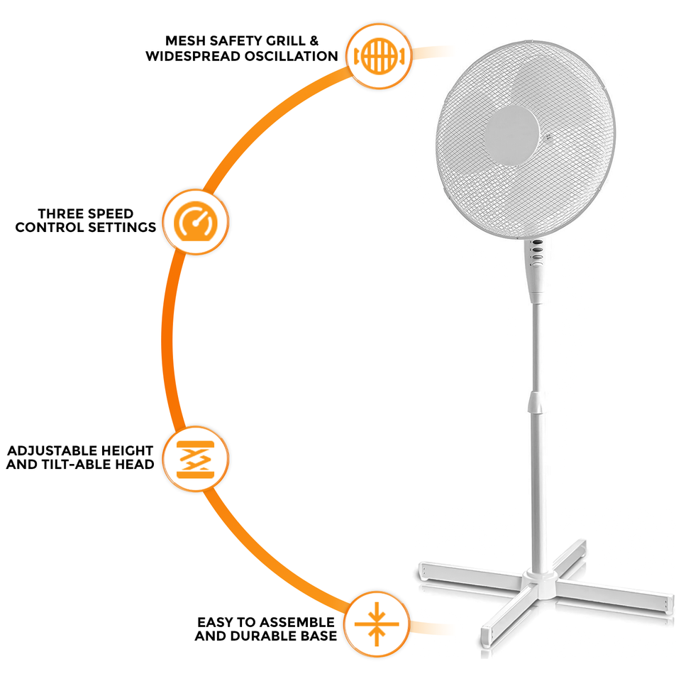 PEDESTAL COOLING FAN DESK FANS OSCILLATING STAND STANDING HOME OFFICE 2 ...