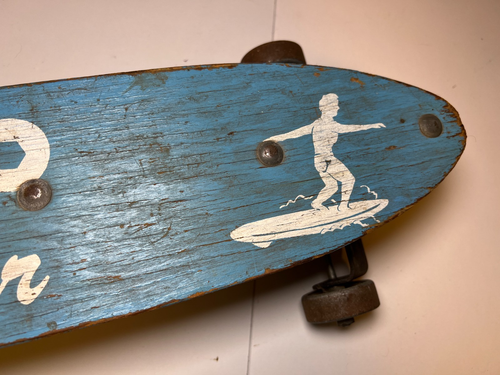 RARE 1960s HUMCO Surfer Skateboard Wood Wooden Metal Wheels San Diego ...