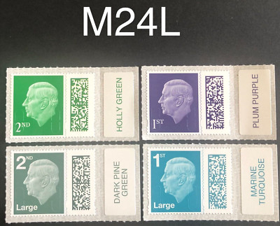 GB 2024 KCIII BARCODED DEFINITIVE STAMP SET NVIs with colour tabs M24L ...
