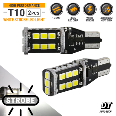 Flash LED Bulbs 2-Pack T10 921 White Strobe LED Brake Light Bulbs - 60W ...
