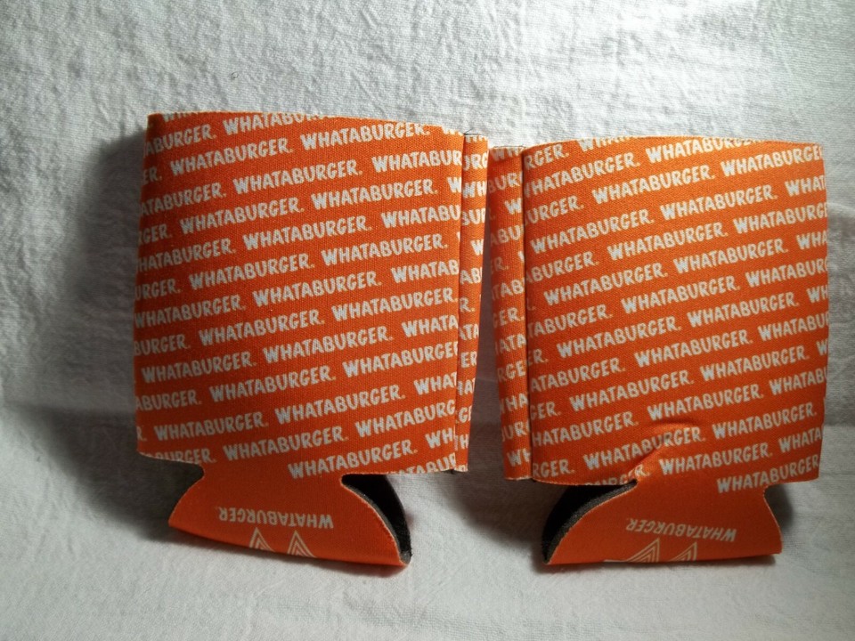 2 WHATABURGER COOZIE beer soda pop can holder cooler / warmer sleeves ...