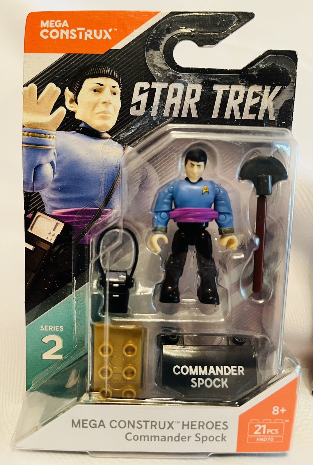 Lot of 2 Mega Construx Star Trek Series 2 Captain Kirk Commander Spock ...