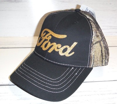 New Official Licensed Ford Logo Cap Camo Mesh Back Adjustable Hat Black ...