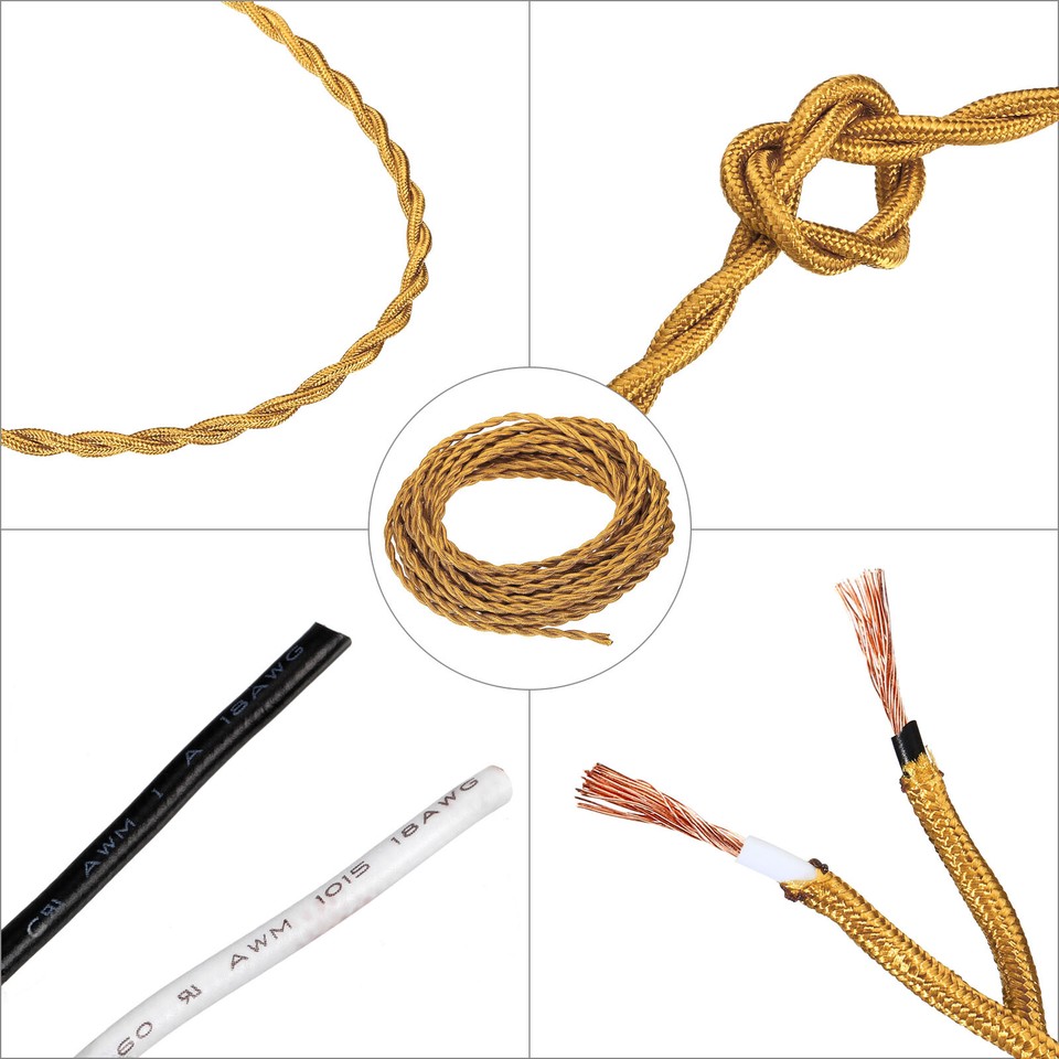 30Ft Twisted Cloth Covered Wire 18AWG 2-Conductor Vintage Lamp Cable ...