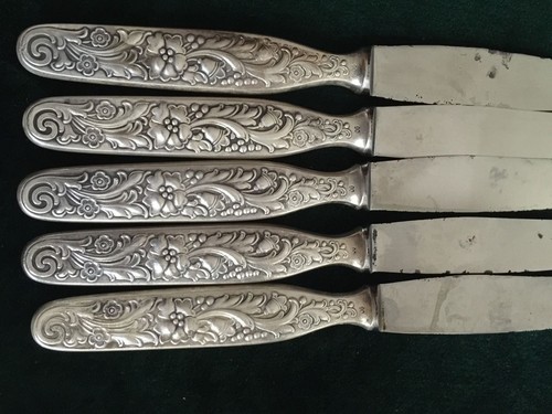 Antique MARTIN 90 SILVERPLATE Handle Dinner Knives floral ornate | eBay