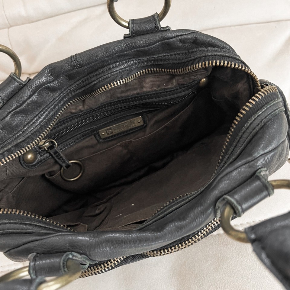Rare Vintage Linea Pelle Collection Black Leather Biker Studded handbag ...