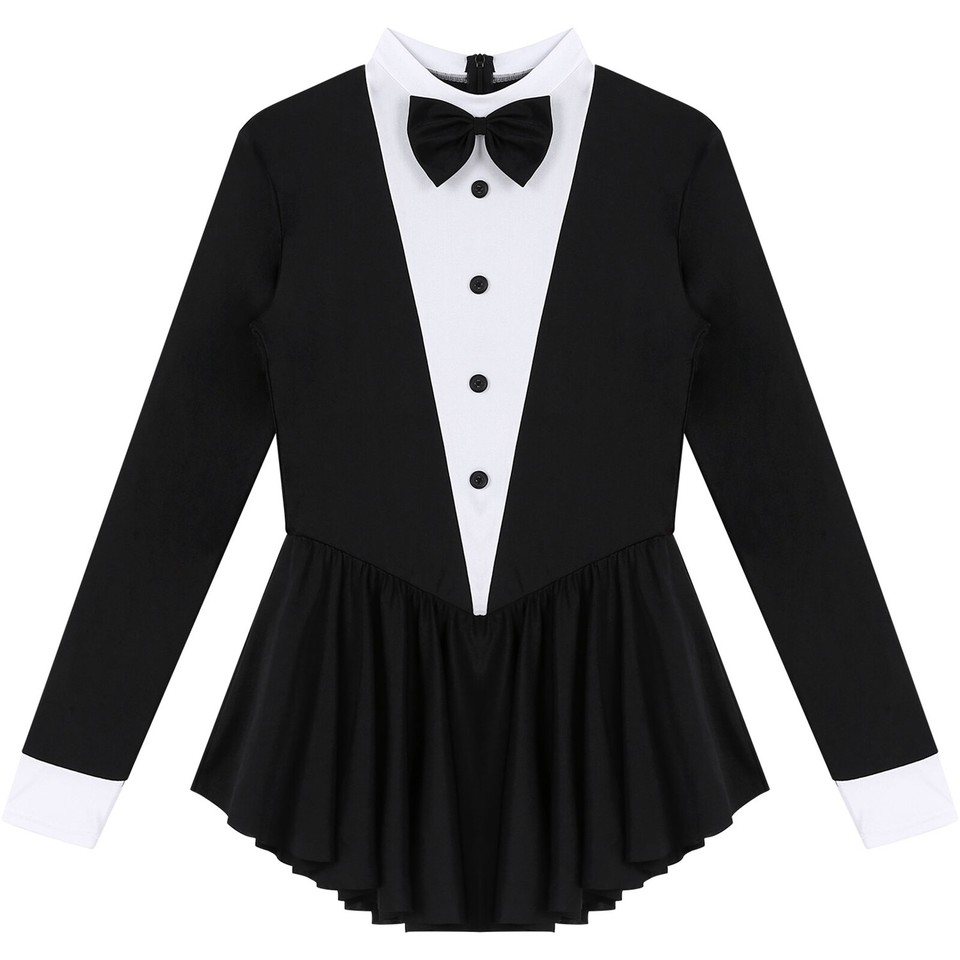 Women's Tuxedo Waitress Cosplay Costume Bowknot Button Latin Ballet ...