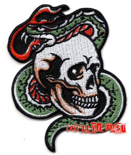 SKULL AND SNAKE PATCH embroidered, skull patches, grip reaper patch ...