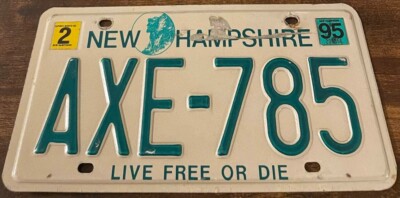 1995 Vintage New Hampshire License Plate AXE 785 Live Free Or Die | eBay