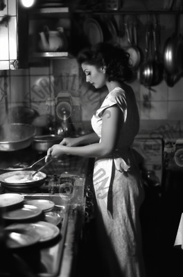 Vintage 1950's Photo Italian Woman in Kitchen Cooking Chef - 72 | eBay