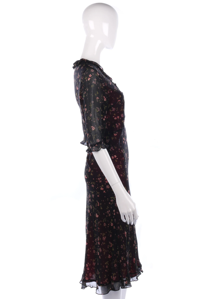 Patsy Seddon Tea Dress Silk Purple Floral Pattern Size 16 | eBay UK