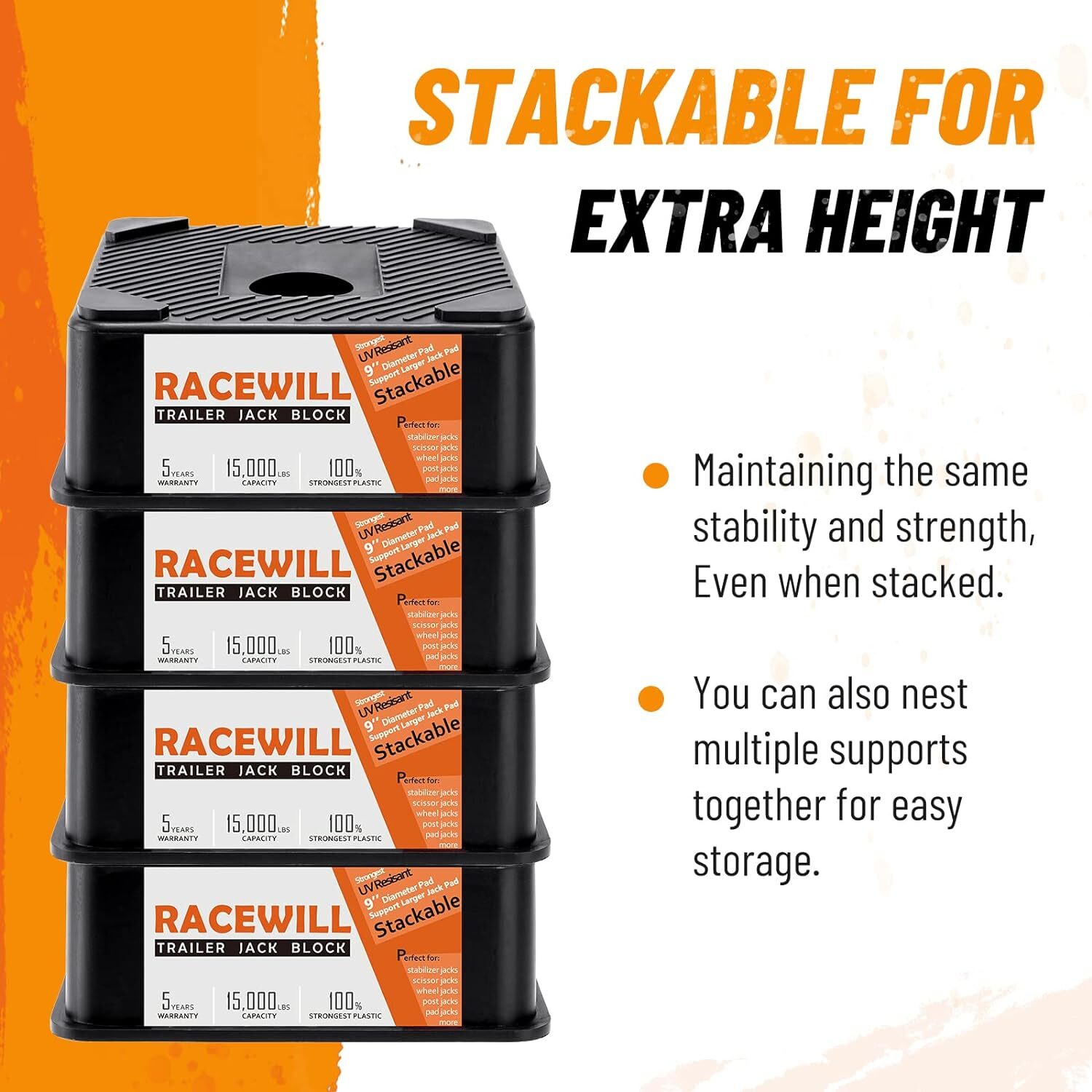 4 Pack Trailer Jack Block Stabilizer Blocks 15000 lbs Levelers For RV ...