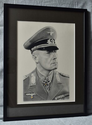 Hand Pencil Drawing Art Picture. German field marshal Erwin Rommel. WW2 ...