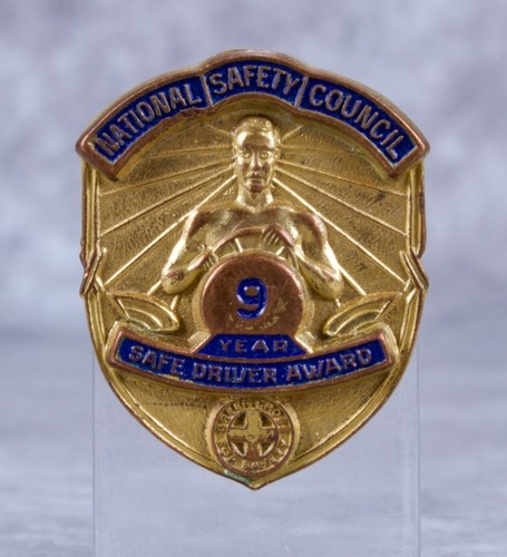 Vintage National Safety Council Safe Driver Award Pin Lapel Pinback #9 ...