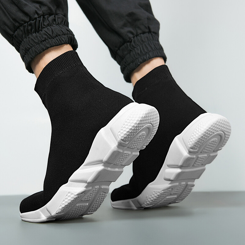 Mens High Top Socks Sneakers Running Athletic Gym Shoes Walking Driving ...