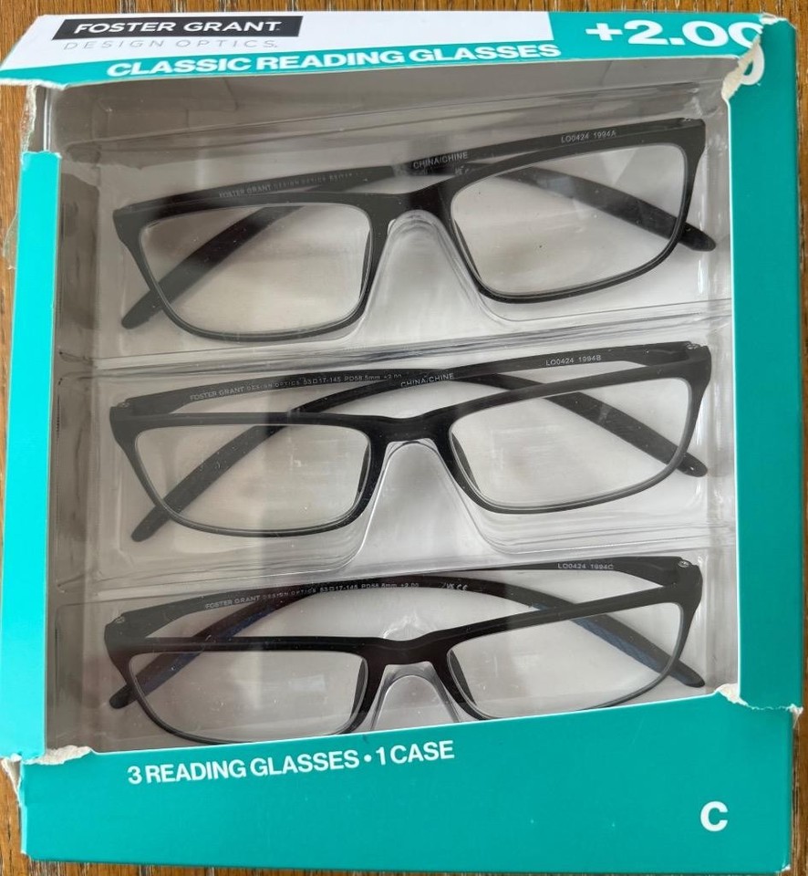 Foster Grant 3 pack Readers And 1 Case Classic Reading Glasses YOU PICK ...