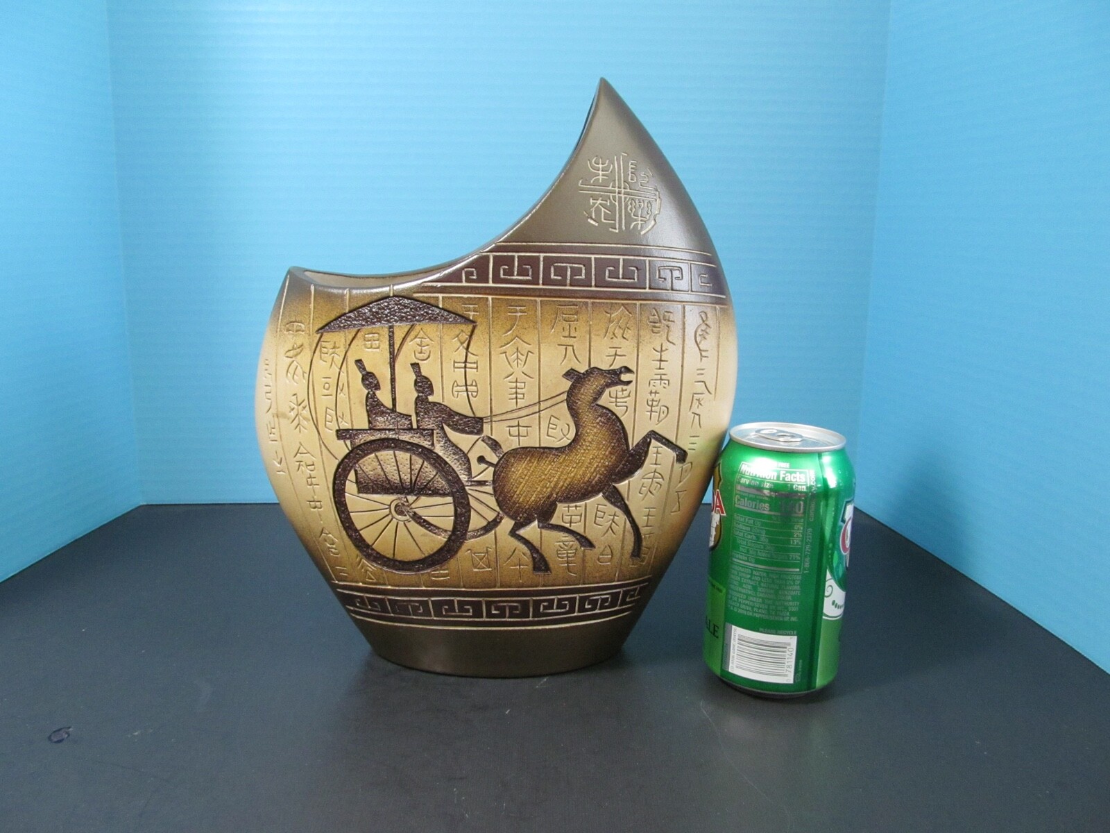 VINTAGE DA JING TAO YI ART POTTERY VASE UNIQUE MOON SHAPE DECOR 11.5 ...
