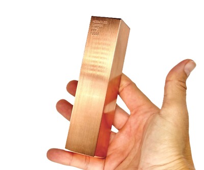 1kg Copper Bullion Bar 999 Pure Fine Ingot Paperweight Minted Large 1 ...