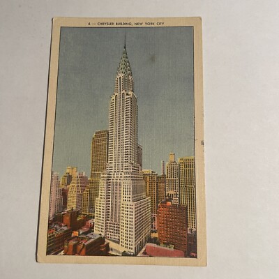 Postcard NY New York City Chrysler Building by Night Linen Vintage PC ...