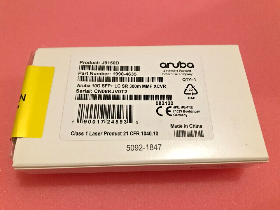 NEW J9150D HPE ARUBA 10G SFP+ LC SR 300m OM3 MMF Transceiver Aruba 1990 ...