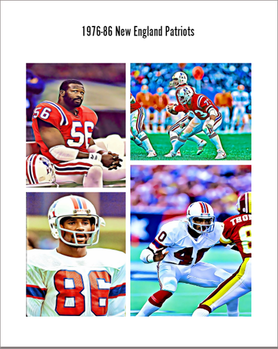 1976-86 New England Patriots GridironArt Team Set 8x10 art photo Haynes ...