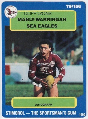 1990 STIMOROL Rugby League #79 CLIFF LYONS - MANLY SEA EAGLES - See ...