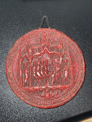 High Relief Plaque Wax Seal Of City Of Canterbury UK 1318 vintage folk ...