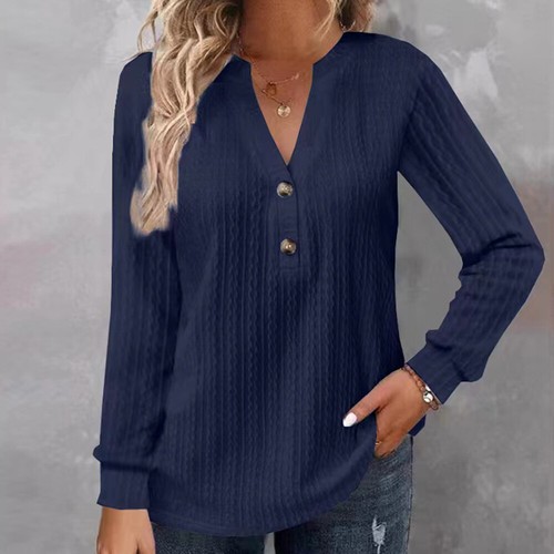 Pullover Ladies Top Long Sleeve Jumper T-Shirts V Neck Loose Casual ...