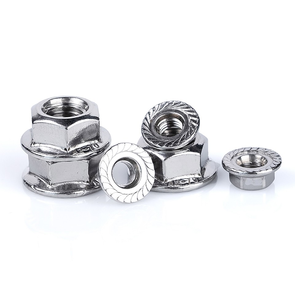A2 Stainless Left Hand Thread Serrated Flange Nuts Hex Lock Nut M5 M6 ...