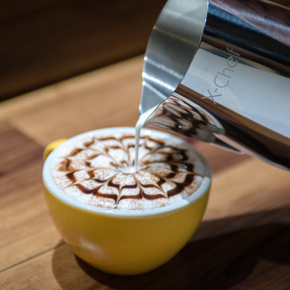 Milk Frothing Pitcher, X-Chef Milk Frother Cup, 20 oz, Metal Frothing ...