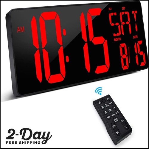 Atomic Clock LED Silent Large Display Digital Wall Clock Never Needs ...