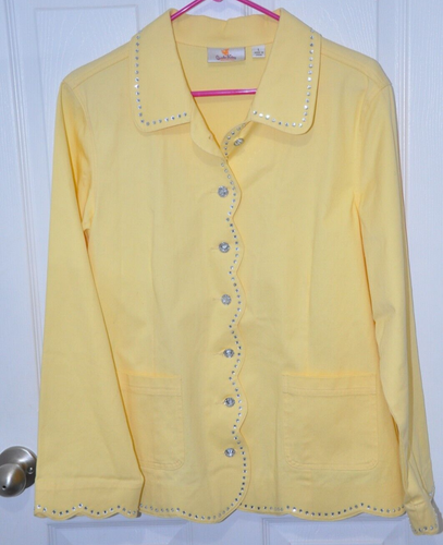 Quacker Factory Women's Large Sequined Shacket Yellow | eBay