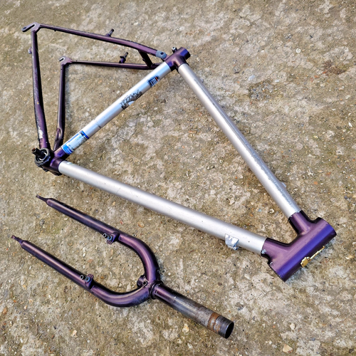 Raleigh Dyna-Tech MT Mountain bike frame & Fork Titanium purple silver ...