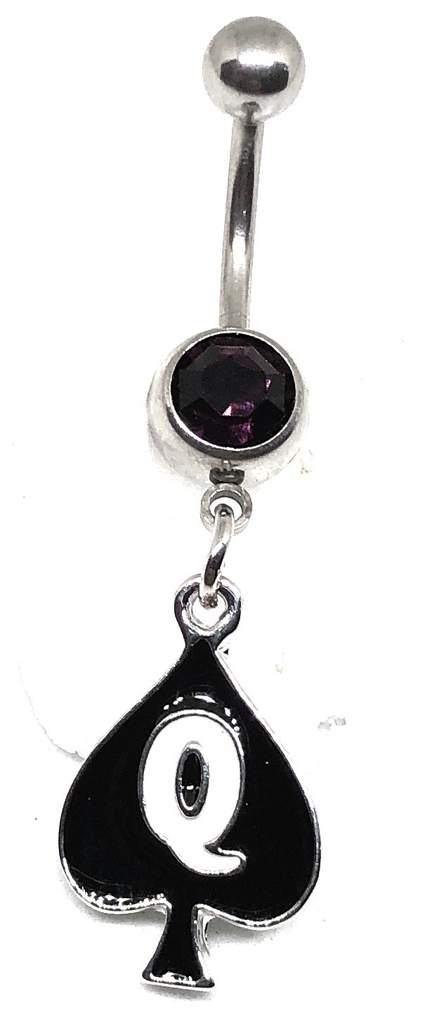 Queen Of Spades - Navel Ring Dangle Belly Piercing - Cuckold Hotwife ...