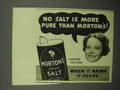 1938 Morton's Iodized Salt Ad - No Salt Is More Pure | eBay