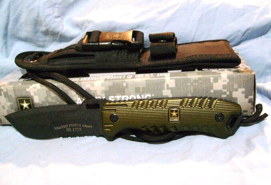 US Army Knife fixed blade with OD Green Handle and belt Sheath | eBay