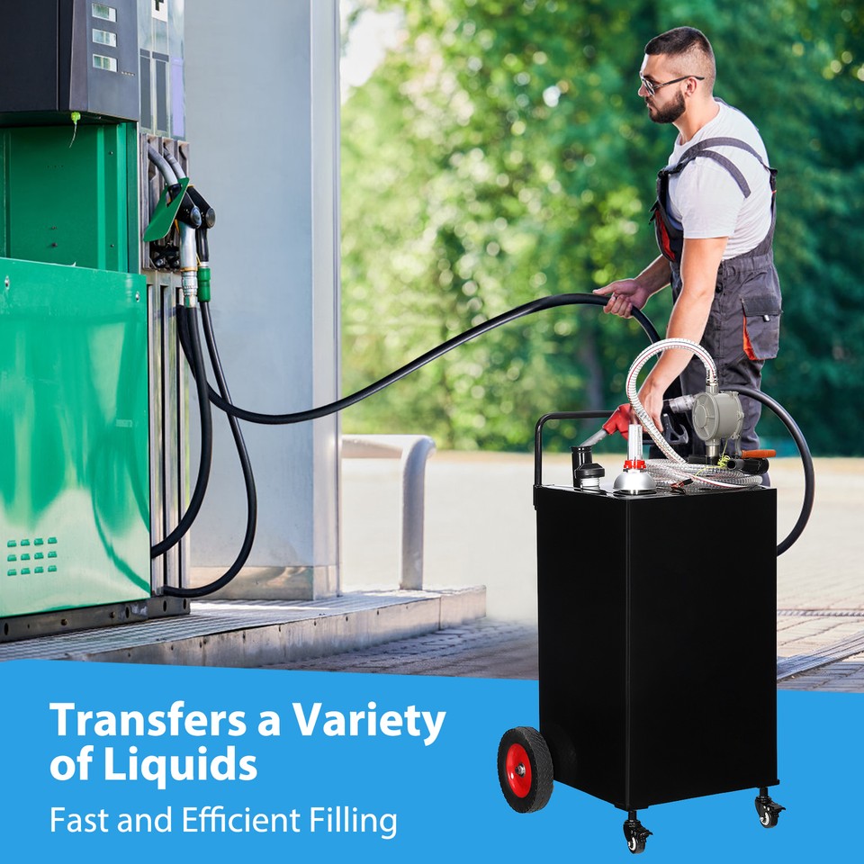30 Gallon Fuel Gas Caddy Diesel Oil Transfer Tank 4 Wheels Portable ...