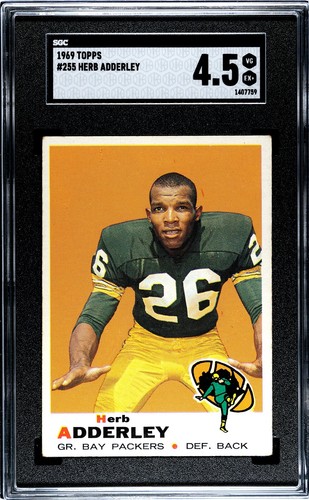 1969 Topps Football #255 Herb Adderley SGC Graded Slab Green Bay ...