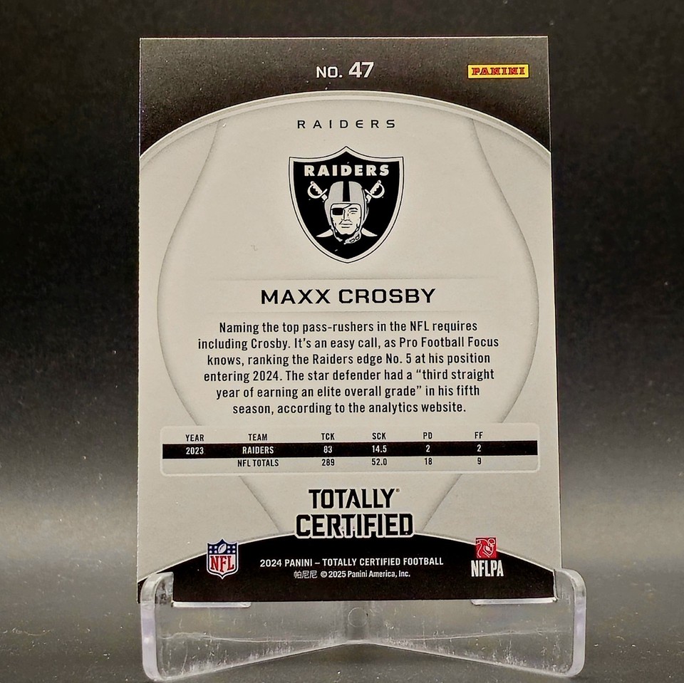 2024 Totally Certified Maxx Crosby Mirror Maroon Parallel Raiders | eBay