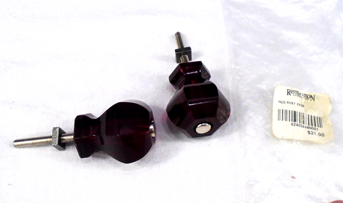 2 Restoration Hardware Medium Ruby Red Glass Knobs Drawer Pulls Open ...