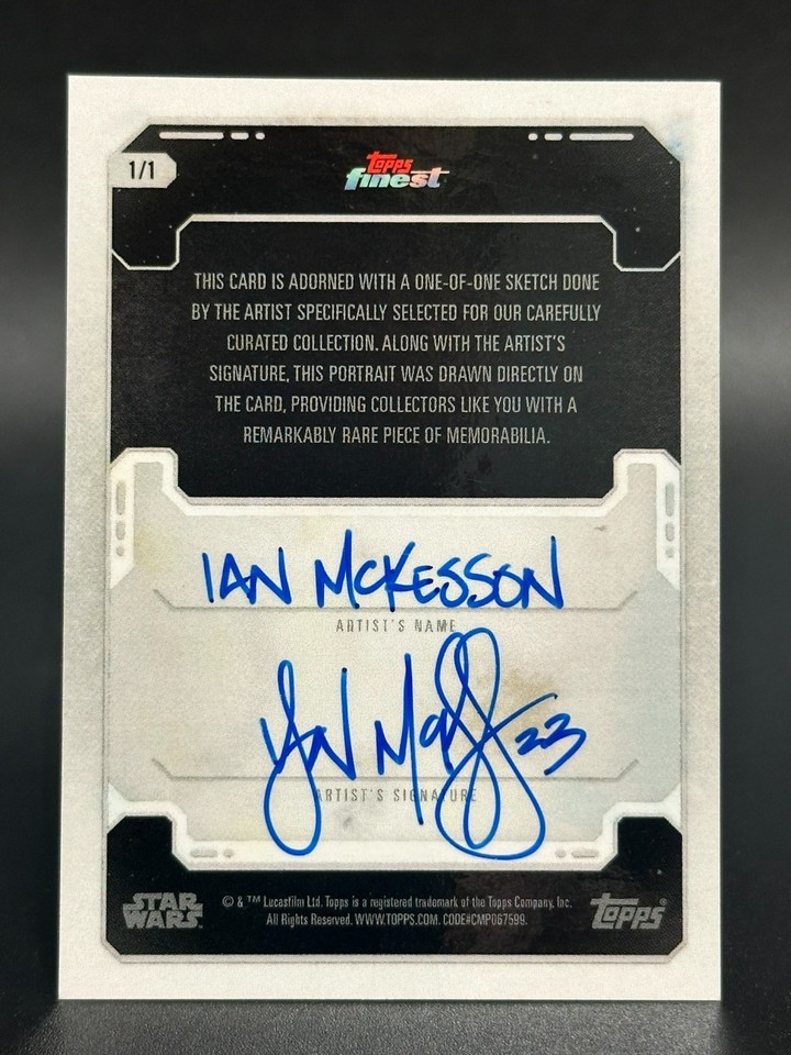 Ian McKesson 1/1 sketch card original art Topps Finest Star Wars C-3PO ...