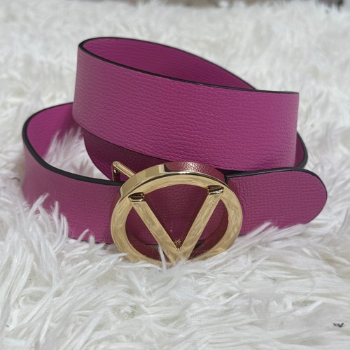 Valentino by Mario Valentino Giusy V-Logo Slim Leather Belt in Pink | eBay
