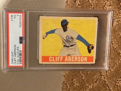 1948 Leaf Cliff Aberson PSA 3 #136 Cubs Full Sleeves Card NEW Clean ...